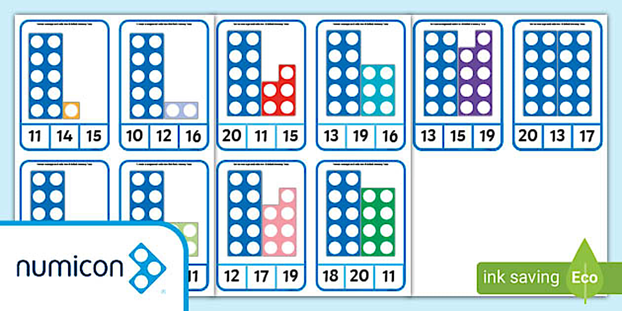 Numicon Shapes Place Value 11-20 Peg Matching Game - Twinkl